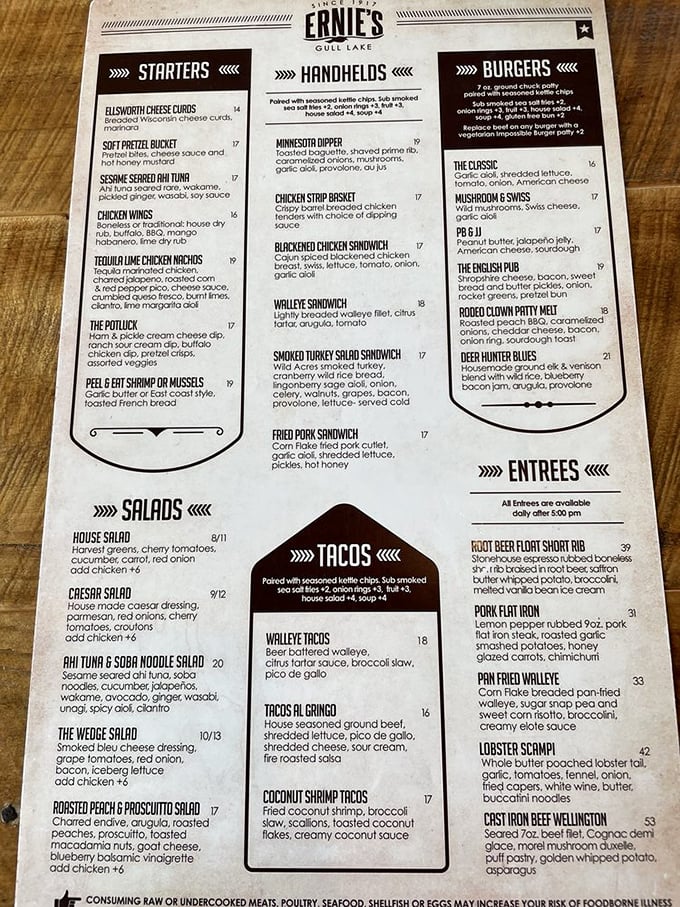 The menu reads like a love letter to Minnesota cuisine &ndash; from walleye to venison, each dish tells a northwoods story.