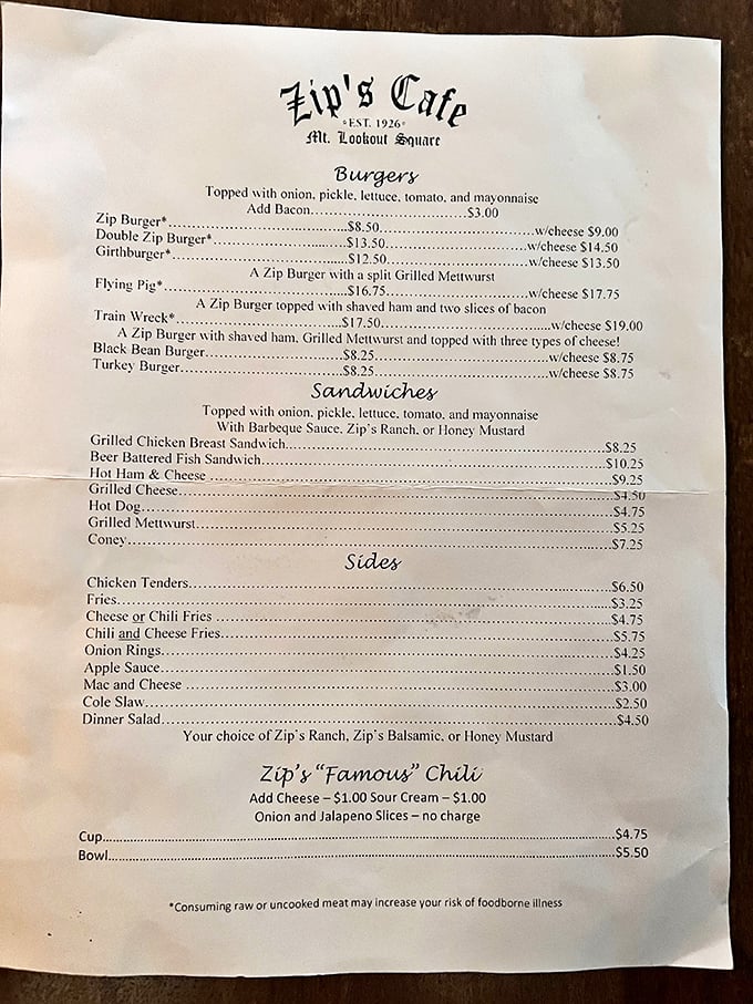 The menu at Zip's reads like a love letter to American comfort food classics. No molecular gastronomy here&mdash;just honest food that satisfies the soul.