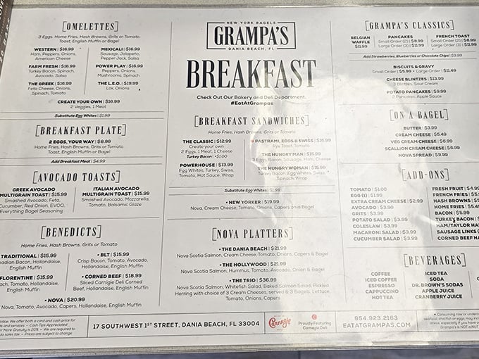 This menu board reads like a greatest hits album of breakfast, and trust me, there are no deep cuts here.
