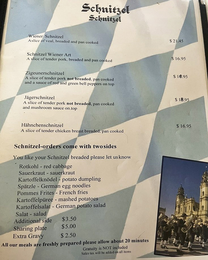 The schnitzel menu offers more delicious decisions than you'll want to make, with sides that deserve their own fan club.