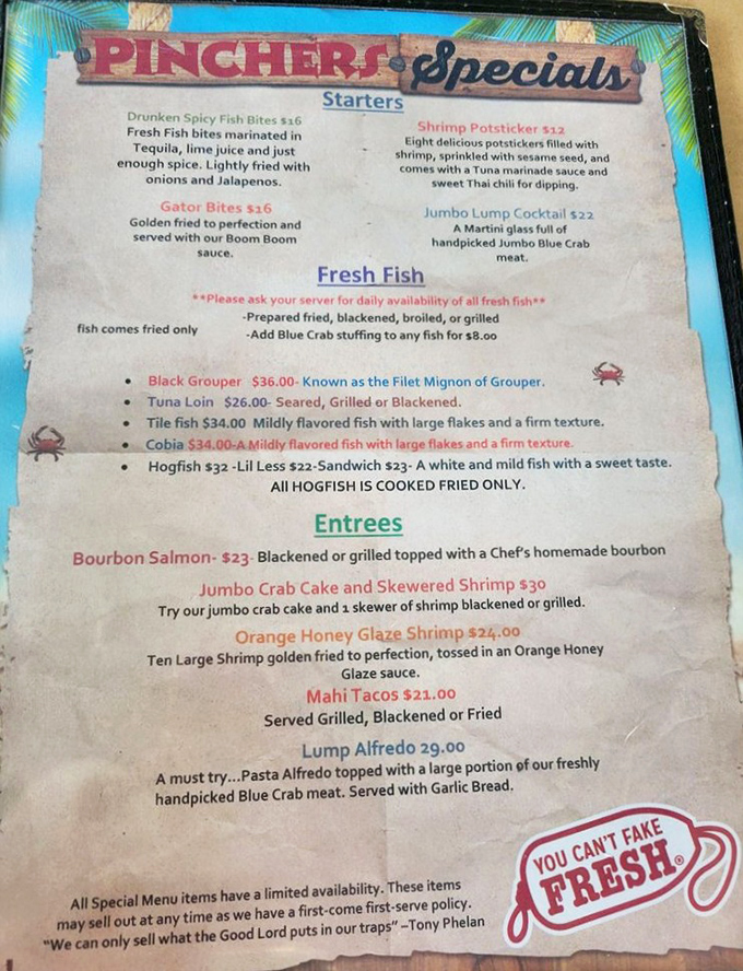 The menu reads like poetry to seafood lovers&mdash;each dish promising ocean-fresh delights that would make Poseidon himself swim ashore for dinner.