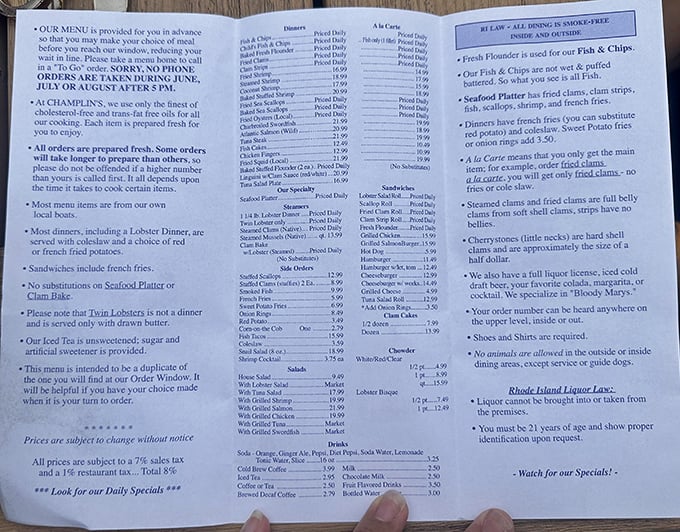 This menu isn't just a list of options—it's a treasure map to seafood nirvana. Study it like you're cramming for the most delicious final exam ever.