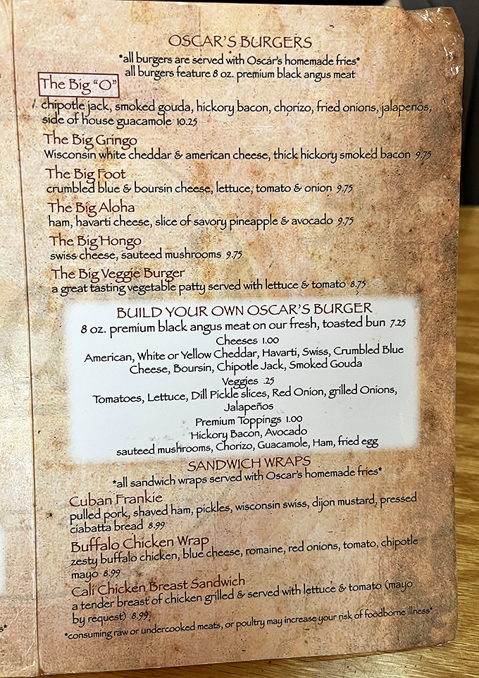 This menu isn't just a list&mdash;it's a declaration of burger philosophy. Each "Big" creation tells a story of flavor combinations that would make a cheese artisan weep.