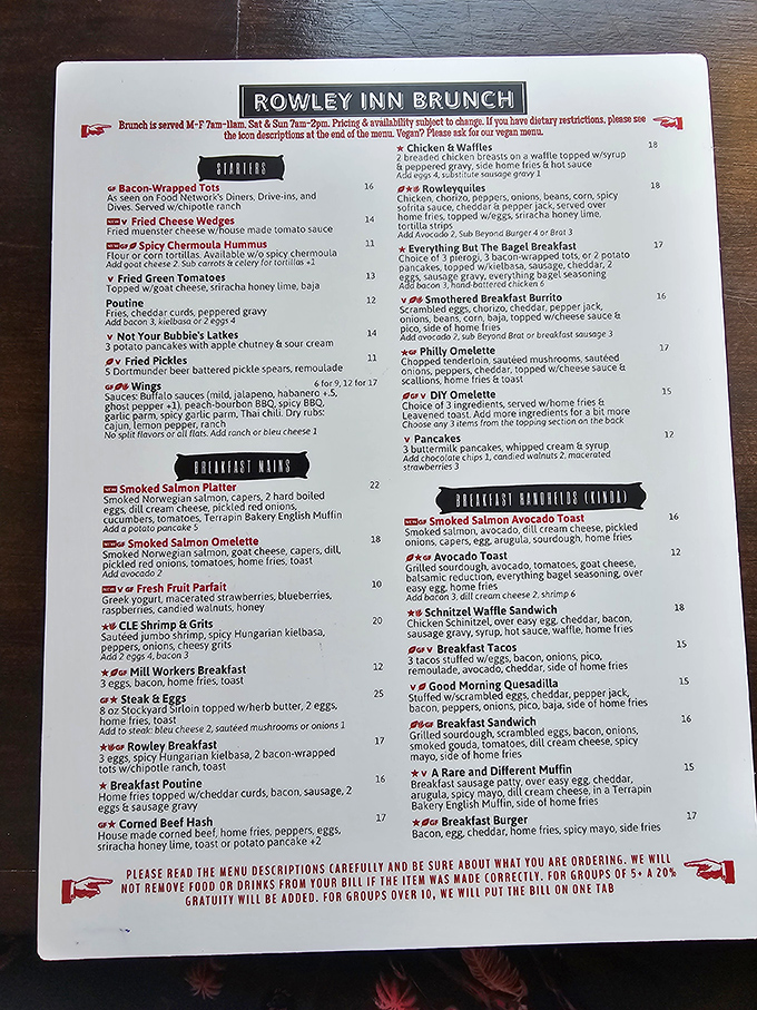 A menu that reads like a love letter to comfort food. Choosing just one item might be the hardest decision you'll make all day.