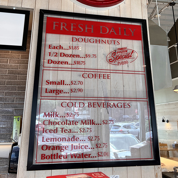 This menu board isn't just a list of prices—it's a roadmap to happiness with surprisingly affordable tickets to flavor country.