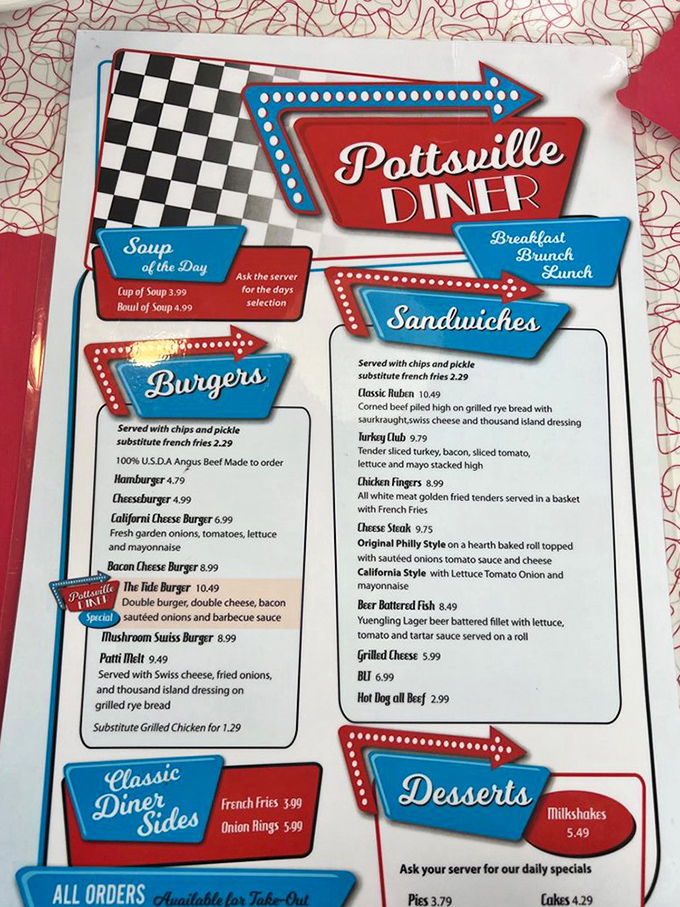 The menu tells the whole delicious story: burgers reign supreme, but don't sleep on those classic sandwiches and homestyle desserts.