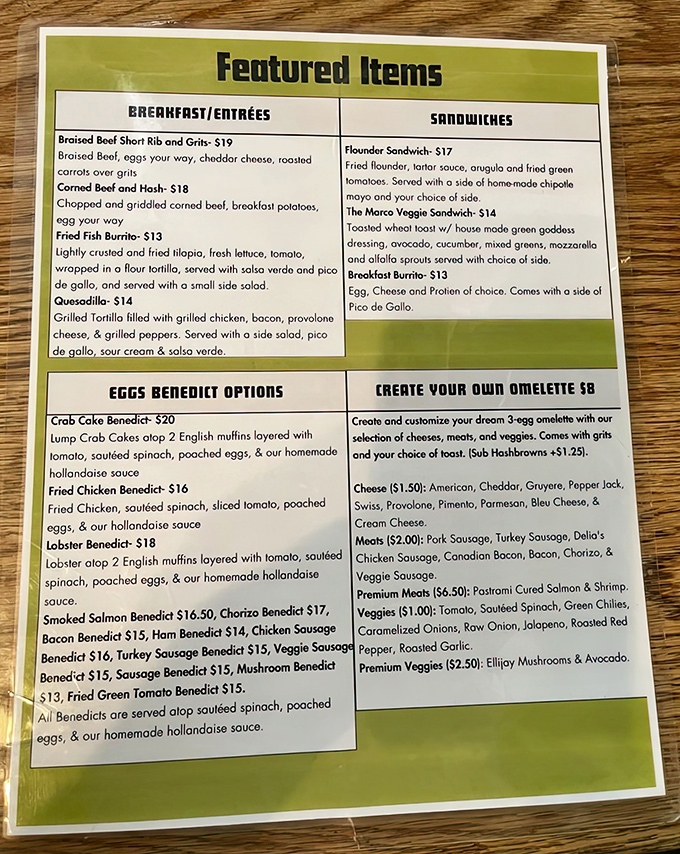 This menu reads like someone finally asked "what if breakfast could be an adventure?" and then delivered spectacularly.