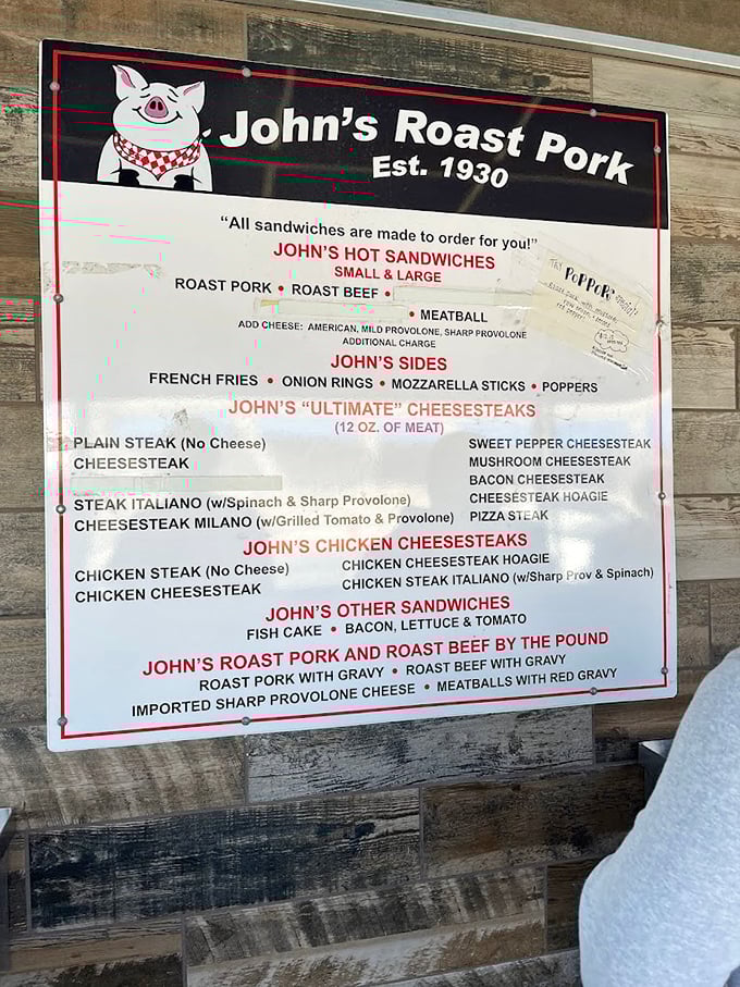 The menu board tells a story of sandwich simplicity and excellence&mdash;no fancy descriptions needed when the food speaks for itself.