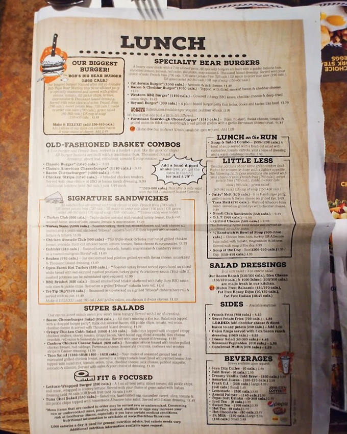 The menu arrives as the "Black Bear Gazette" &ndash; thick enough to qualify as light reading material for your next vacation.