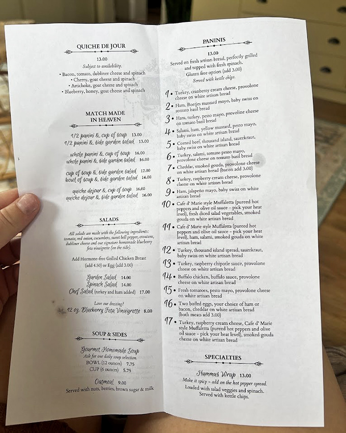 A menu that reads like poetry to hungry souls. Seventeen numbered panini possibilities&mdash;decision paralysis has never been so delicious.