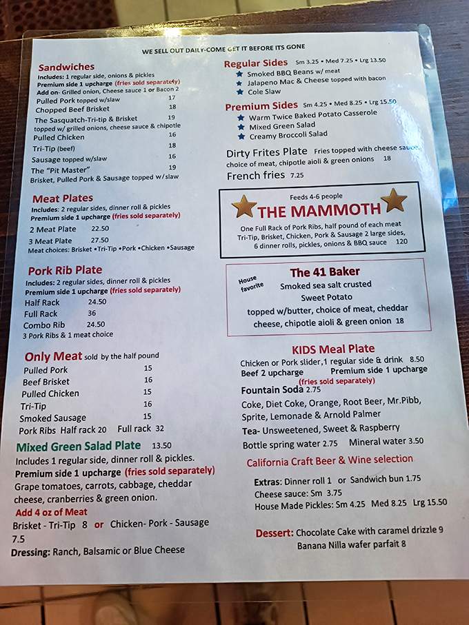 This menu isn't just a list of options&mdash;it's a roadmap to happiness. "The Mammoth" isn't just a meal, it's a challenge.