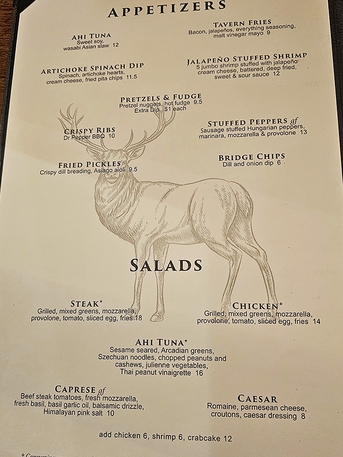 The menu reads like a love letter to comfort food enthusiasts, with illustrations that hint at the rustic feast awaiting your taste buds.