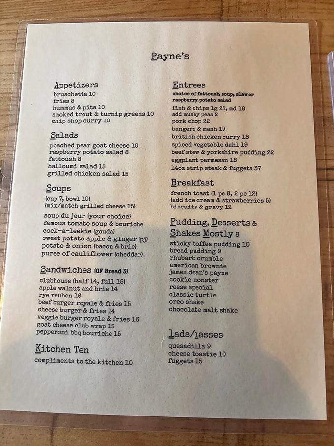 The menu reads like a love letter to British comfort food, with everything from fish and chips to sticky toffee pudding that'll make you want to book a flight to London.