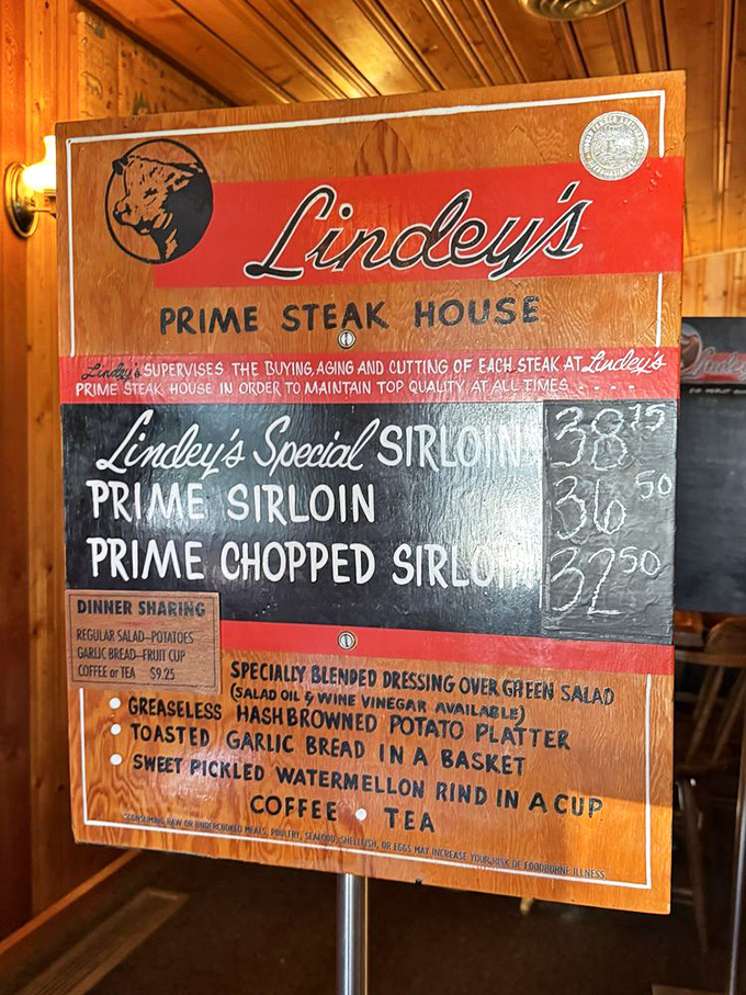 A menu so focused it's practically zen. Lindey's knows exactly what it does well&mdash;prime steak with all the classic fixings&mdash;no distractions, just perfection.