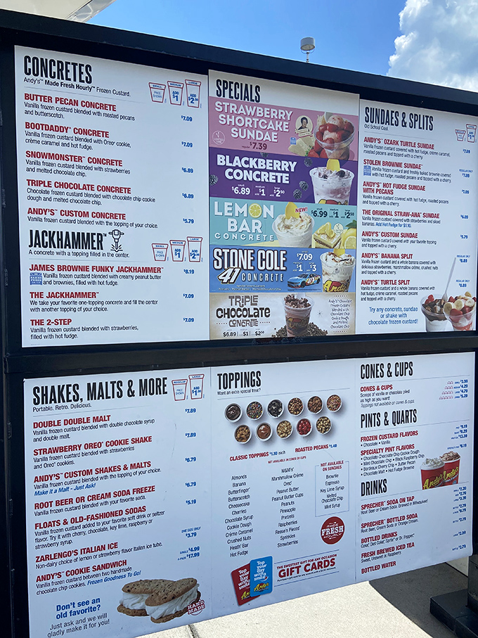 The menu board reads like a dessert lover's fantasy novel&mdash;each concrete, sundae and split a different chapter in your custard adventure.
