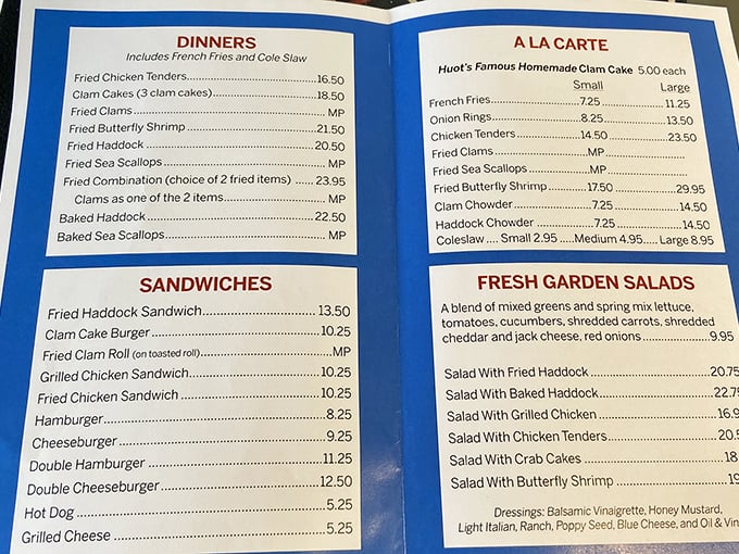 A menu that reads like coastal Maine's greatest hits – no molecular gastronomy, no fusion confusion, just seafood done right.