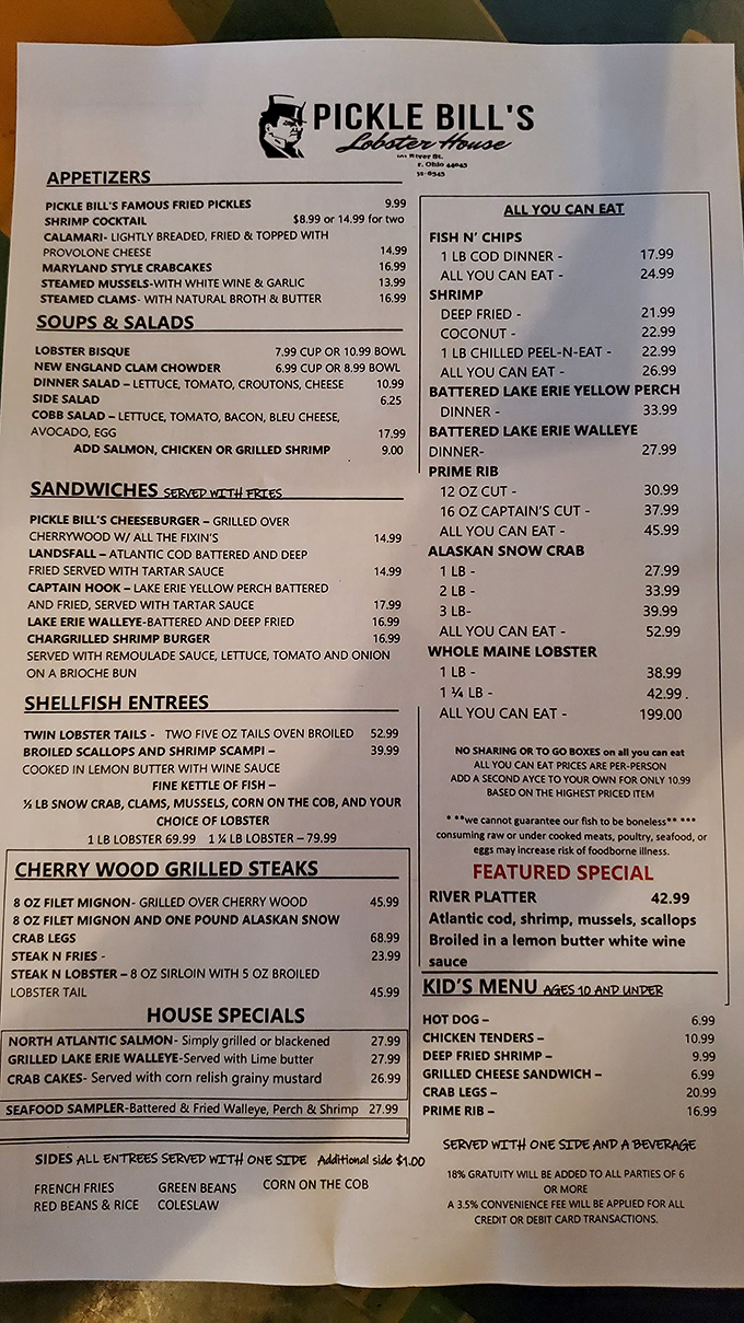 The menu at Pickle Bill's reads like a love letter to seafood enthusiasts &ndash; from famous fried pickles to whole Maine lobsters, decision paralysis has never been so delicious.