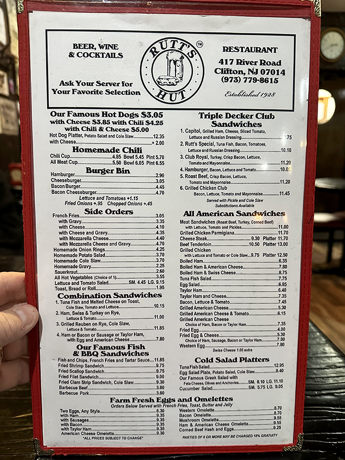 This menu isn't just a list of food—it's a historical document, a manifesto of comfort classics that have sustained generations of New Jerseyans.