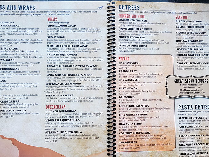The menu reads like a carnivore's dream journal &ndash; just look at those steak options! Decision paralysis has never been so delicious.