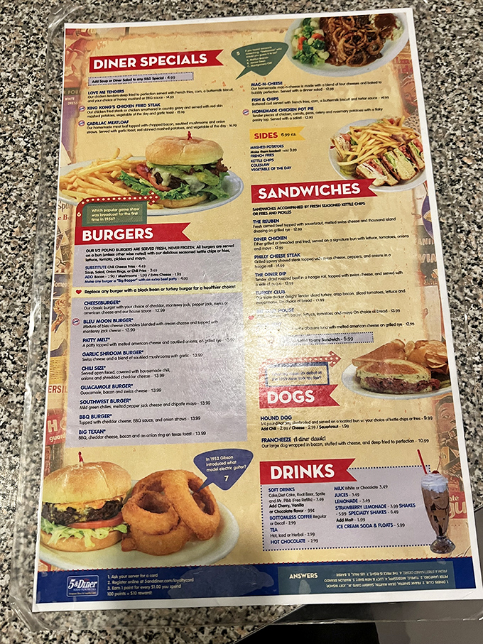 This menu isn't just food&mdash;it's a roadmap to happiness. From burgers to blue plate specials, each option promises a delicious detour from your diet plans.
