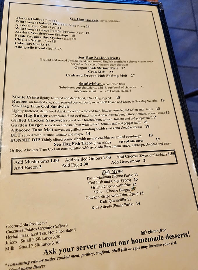 The menu reads like a love letter to the Pacific&mdash;Alaskan halibut, wild salmon, and the legendary Monte Cristo.