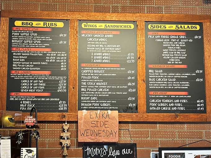 The menu board &ndash; where life's most important decisions are made. "Burnt Ends" might be the two most beautiful words in English.