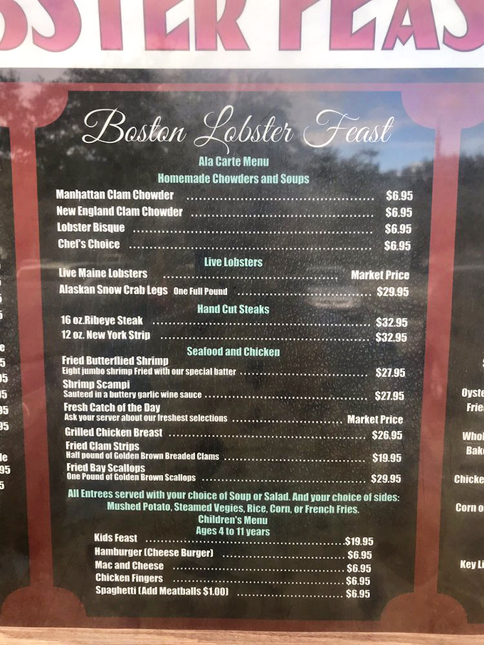 Beyond lobster, the menu reveals a treasure trove of oceanic delights and land-based alternatives for the shellfish-averse.