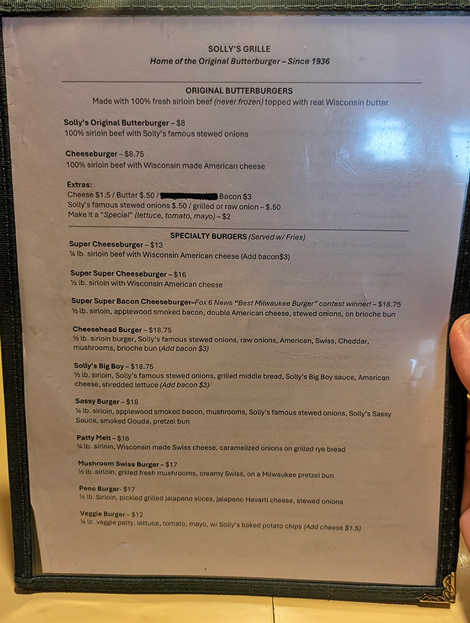 The menu reads like Wisconsin's love letter to butter. "Home of the Original Butterburger" isn't just a slogan&mdash;it's a sacred dairy promise kept since FDR's presidency.