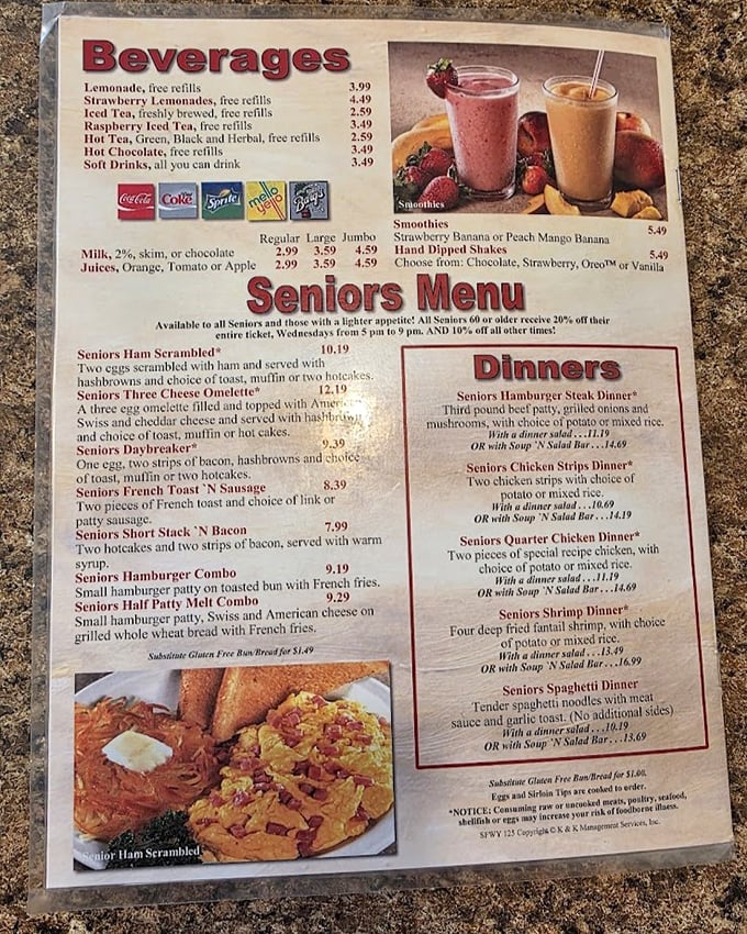 The seniors menu isn't just for show&mdash;it's a testament to the restaurant's multigenerational appeal. Where else can you get a "Daybreaker" that actually helps you face the day?