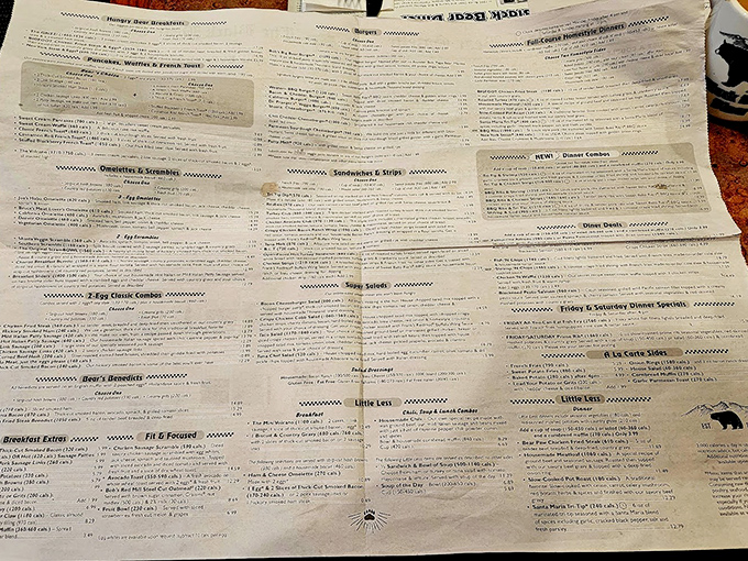 This menu isn't messing around&mdash;it unfolds like a roadmap to comfort food paradise with enough options to require a strategy session.