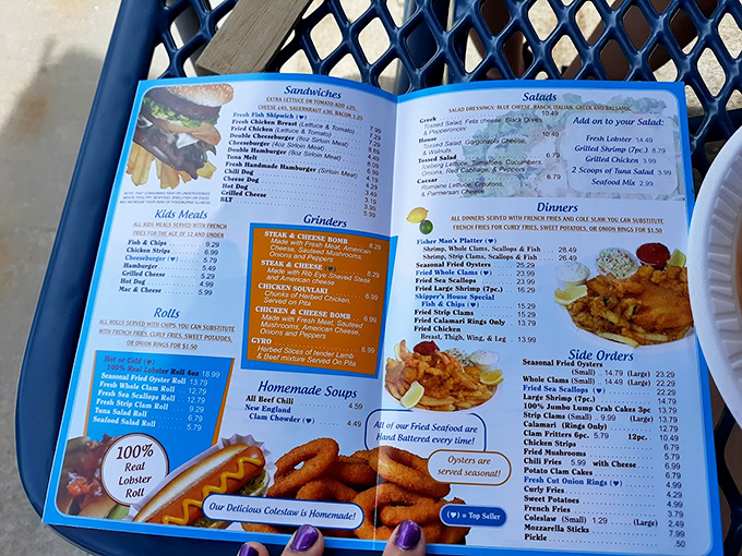 The menu tells the whole delicious story &ndash; from lobster rolls to fried clams, it's a roadmap to seafood happiness printed on blue paper.