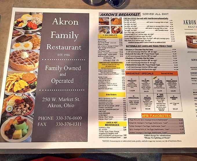 The menu tells the real story—"Family Owned and Operated" isn't just marketing speak here, it's the secret ingredient in every dish.