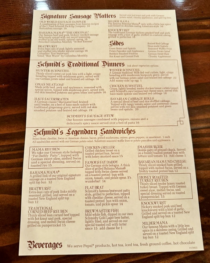 The menu reads like a love letter to German cuisine. Each description promises comfort, tradition, and flavors that have stood the test of time. 