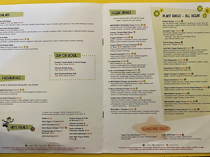 The menu reads like a love letter to diner classics with enough California twists to keep things interesting.