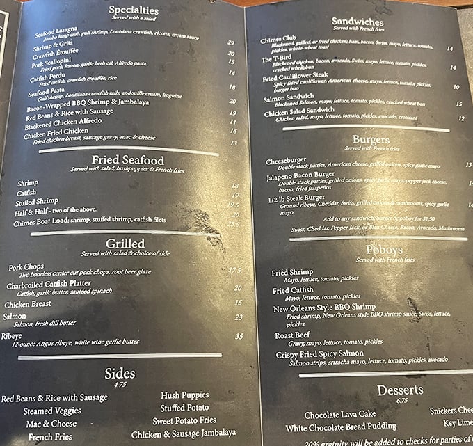 The menu reads like a love letter to Louisiana cuisine, with each dish promising the kind of satisfaction that makes you want to high-five the chef.