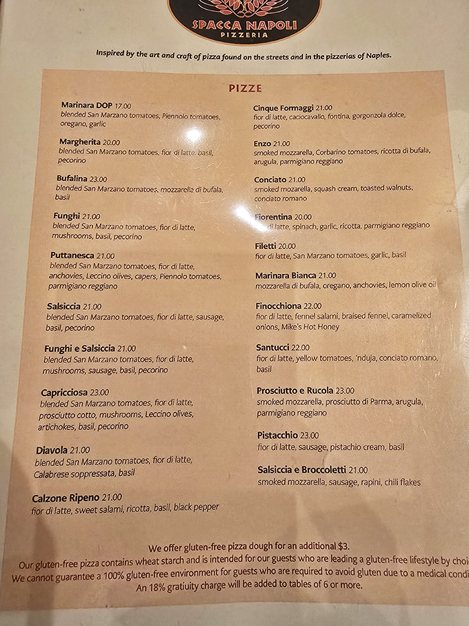 A menu that reads like Italian poetry &ndash; each pizza a carefully composed sonnet of San Marzano tomatoes, fior di latte, and time-honored tradition.