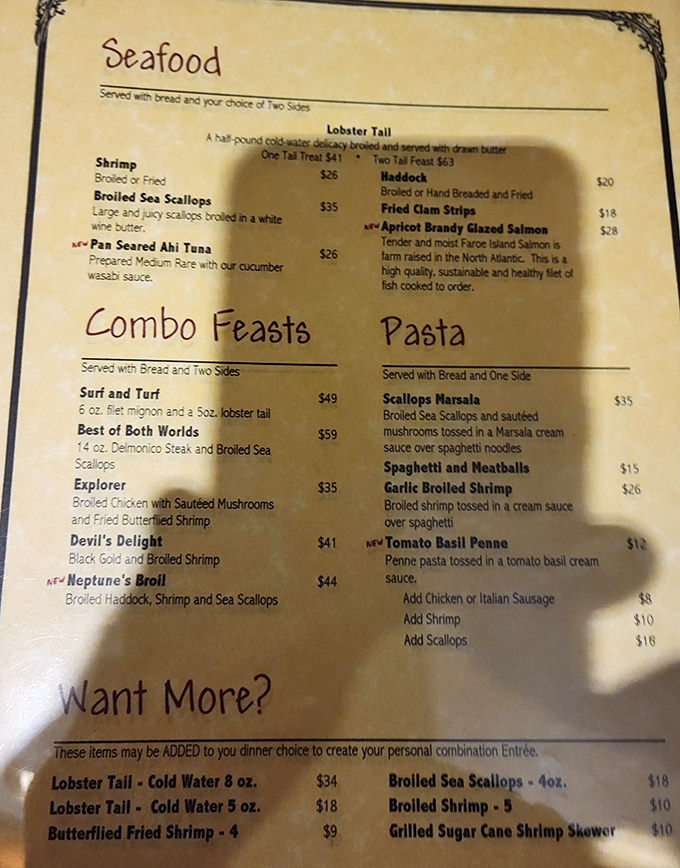 This menu isn't playing games – "Combo Feasts" is the kind of straightforward promise that makes your stomach stand at attention.