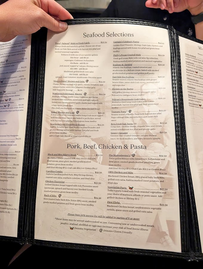 The menu reads like a love letter to the Chesapeake Bay. Each description makes your stomach growl louder than the last.