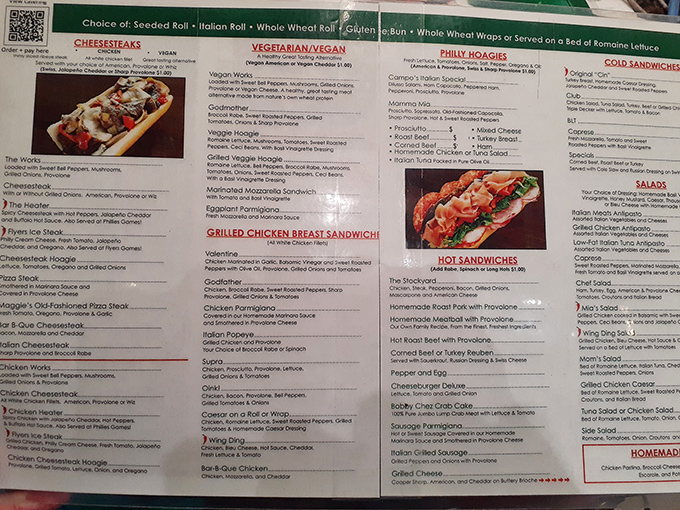 The menu board at Campo's reads like a love letter to Philadelphia cuisine &ndash; a roadmap to culinary bliss that locals have memorized.