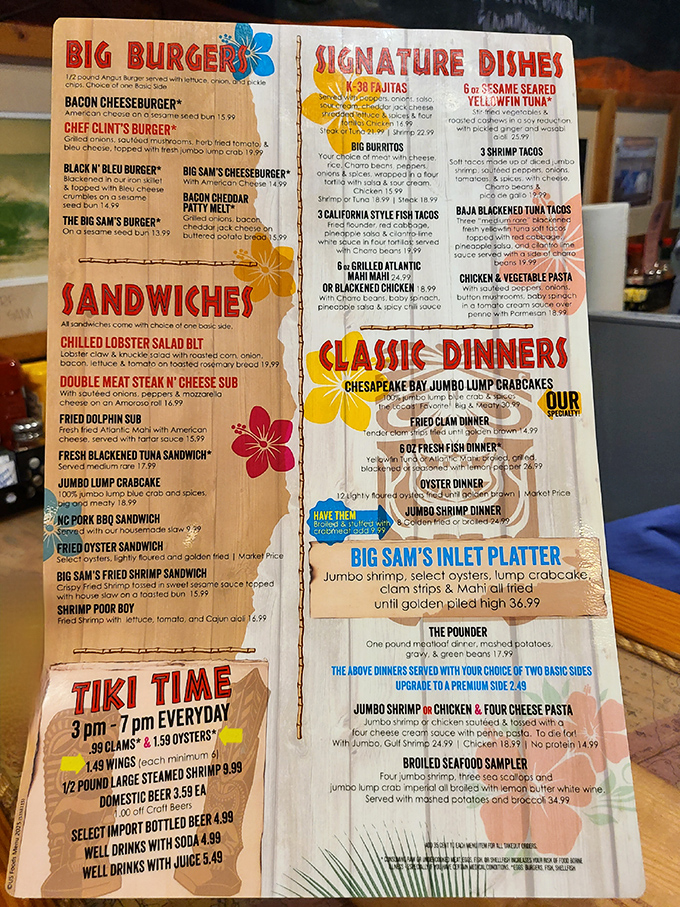 A menu that doesn't need fancy fonts or pretentious descriptions. Just honest offerings from the sea and shore that make decision-making deliciously difficult.