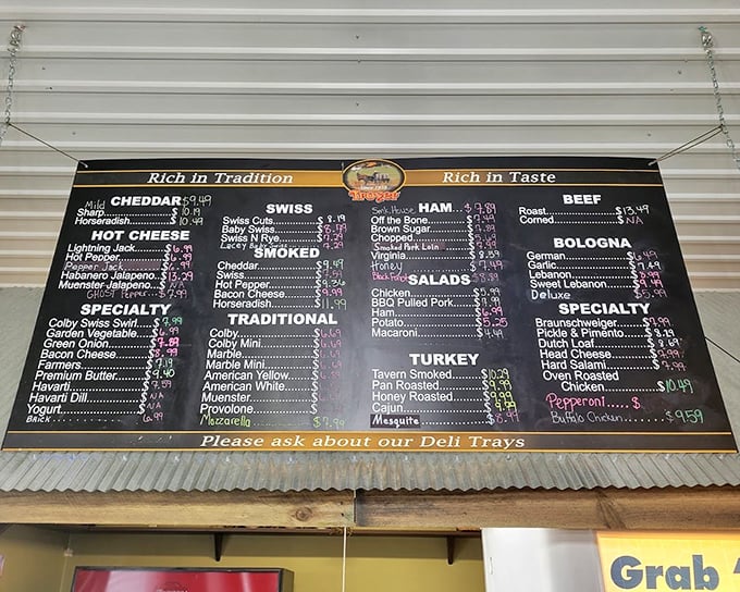 This menu board isn't just listing meats and cheeses&mdash;it's a roadmap to sandwich nirvana that would make any deli aficionado weak at the knees.