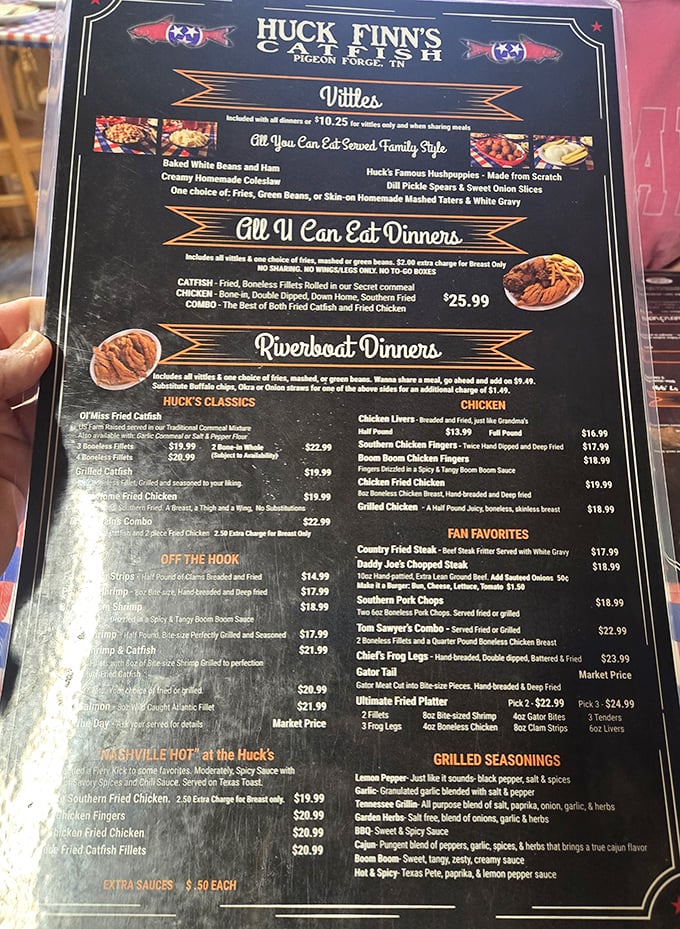 This menu isn't just a list of dishes—it's a roadmap to Southern culinary bliss. The "All U Can Eat" section isn't a challenge, it's a promise.