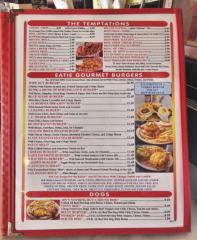 The menu reads like a love letter to American comfort food. "Eatie Gourmet Burgers" isn't just cute wordplay &ndash; it's a promise.