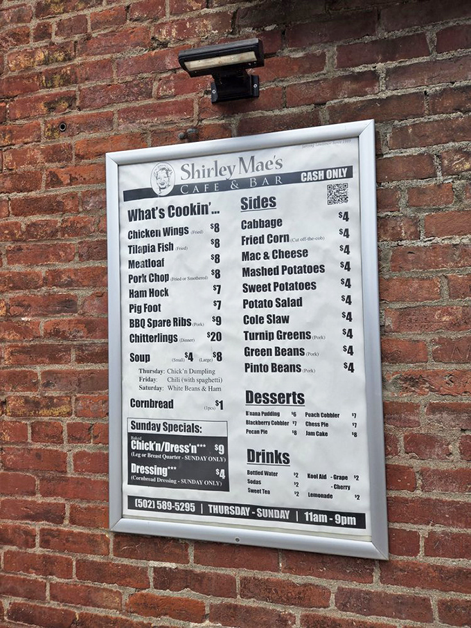 This menu isn't just a list of dishes &ndash; it's a declaration of soul food sovereignty where pork chops and chitterlings reign supreme.