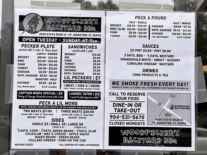 This menu isn't just a list of options&mdash;it's a roadmap to happiness. "We smoke fresh every day!" isn't a boast, it's a solemn promise.