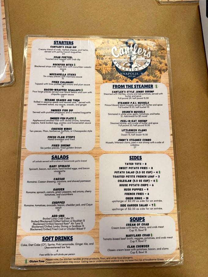 The menu reads like a Chesapeake Bay greatest hits album, with every track a certified platinum seller.