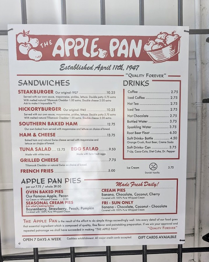 The menu board speaks fluent comfort food—no translation needed when burgers and pie are the universal language.