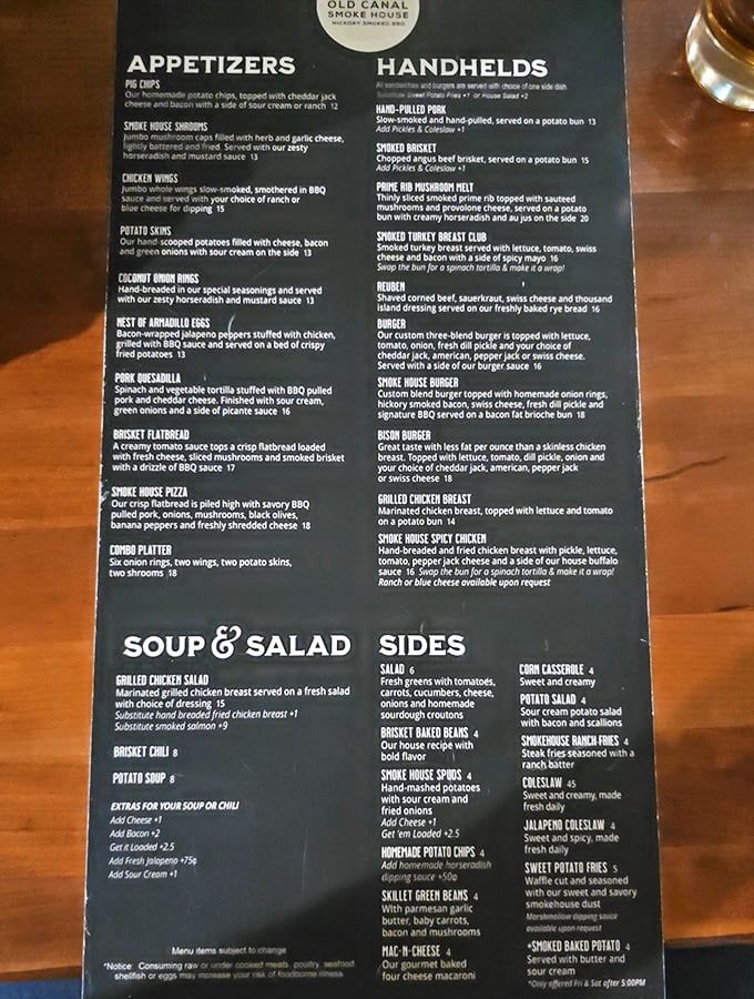 A menu that reads like a love letter to smoked meats and the art of proper BBQ.