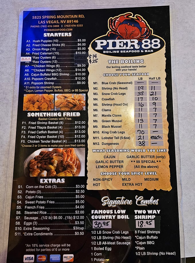 This menu reads like a love letter to Neptune himself, with prices that won't require selling your boat.