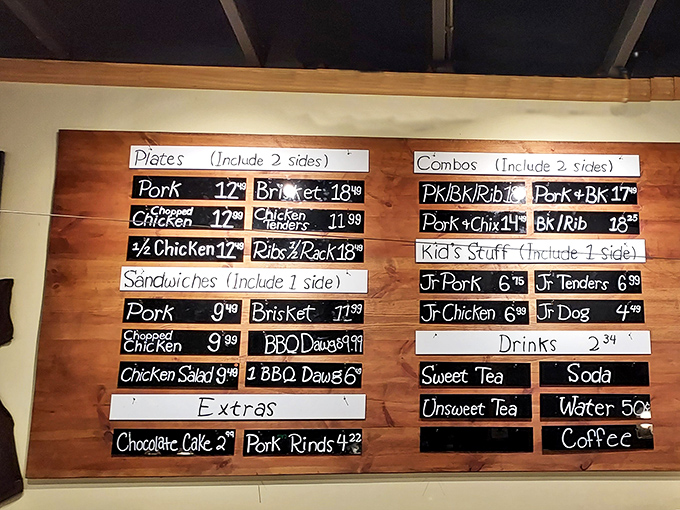 A menu board that speaks fluent barbecue &ndash; no translation needed, just bring your appetite and patience.